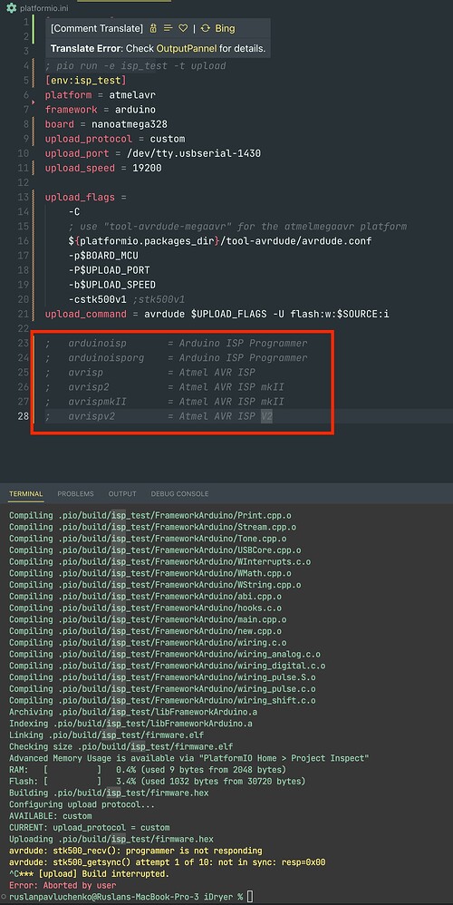 Arduino Nano As Isp Does Not Work Arduino Platformio Community