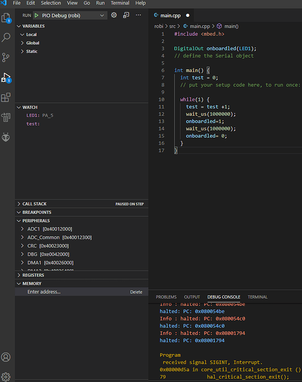 How to debug. VScode Mbed - PlatformIO Community