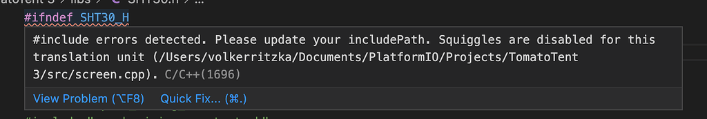 #ifndef header guard causing error - PlatformIO Community