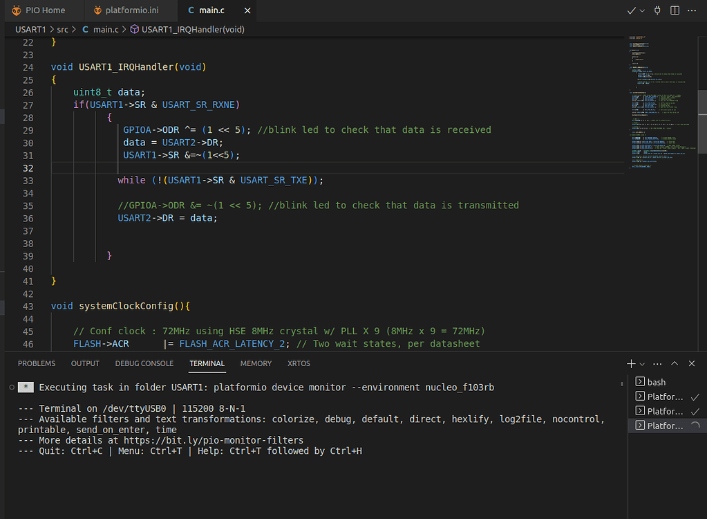 Nucleo F103rb Output Using Usart2 Platformio Ide Platformio Community
