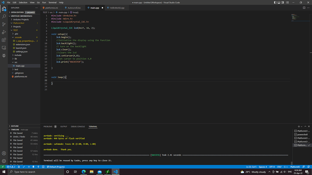 LCD not changing - PlatformIO IDE - PlatformIO Community