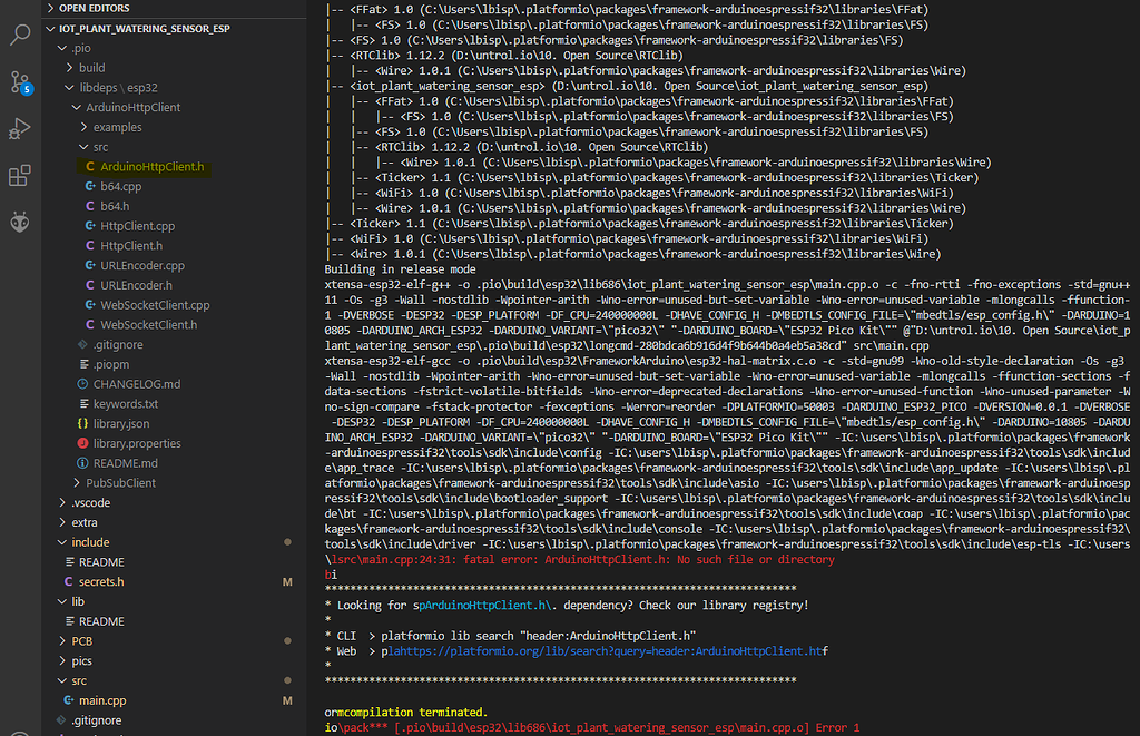 I Lib Deps Constantly No Such File Or Directory Platformio Ide Platformio
