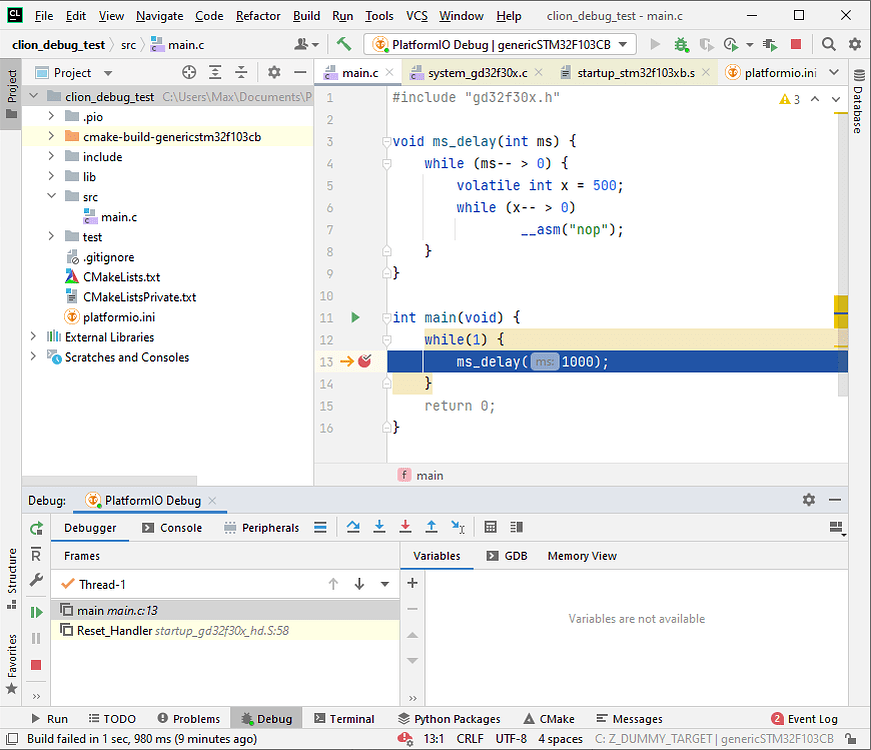 Debugging Stopped Working Do Not Know How To Make File Target