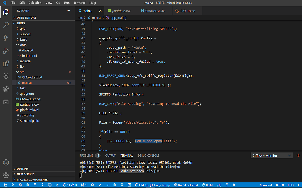 Unable To Build And Upload Spiffs Filesystem Image With Framework Esp Idf Platformio Ide 