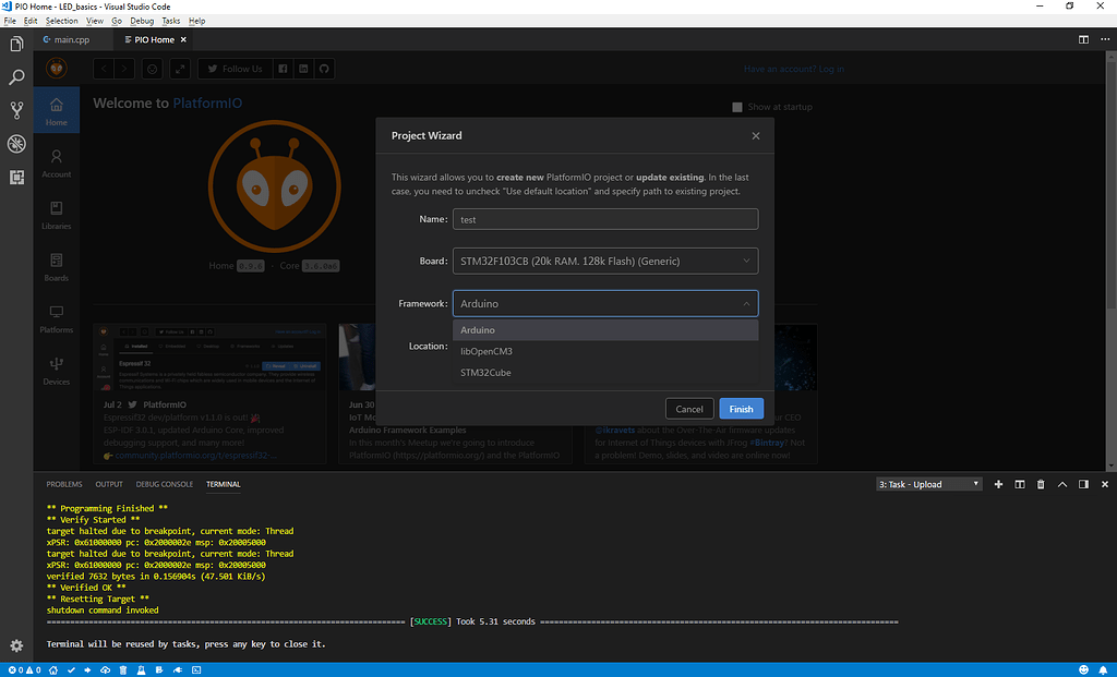 Add Framework Choice To Board Platformio Ide Platformio Community