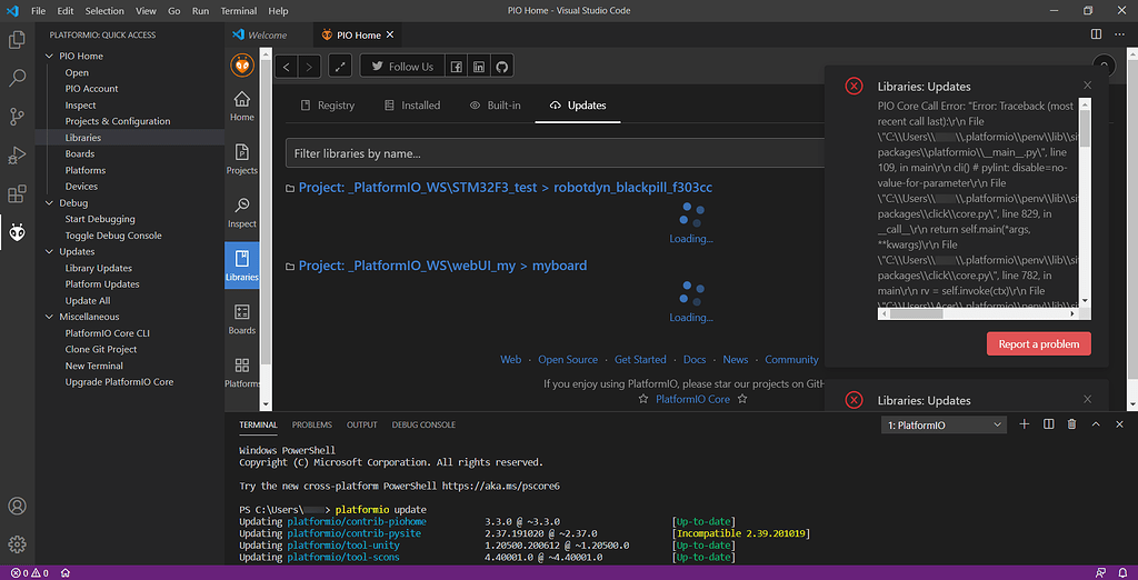 PlatformIO > Libraries > Updates not working after updating to 5.x ...