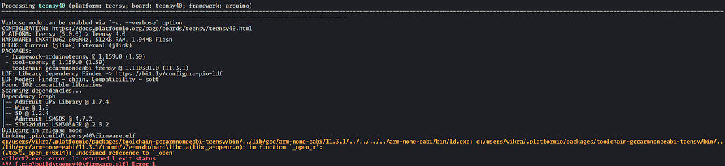 Collect2exe Error Ld Returned 1 Exit Status Piobuildteensy40firmwareelf Error 1 1159