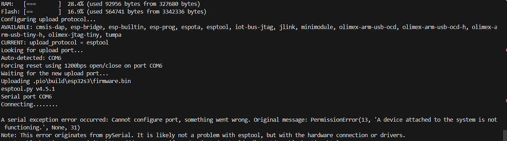 Esp32 Cannot Configure Port Espressif32 Platformio Community
