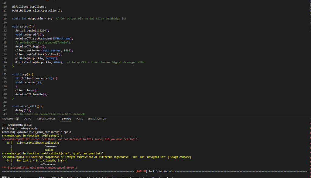 Convert Ino To Cpp Manually Error Messages Development Platforms