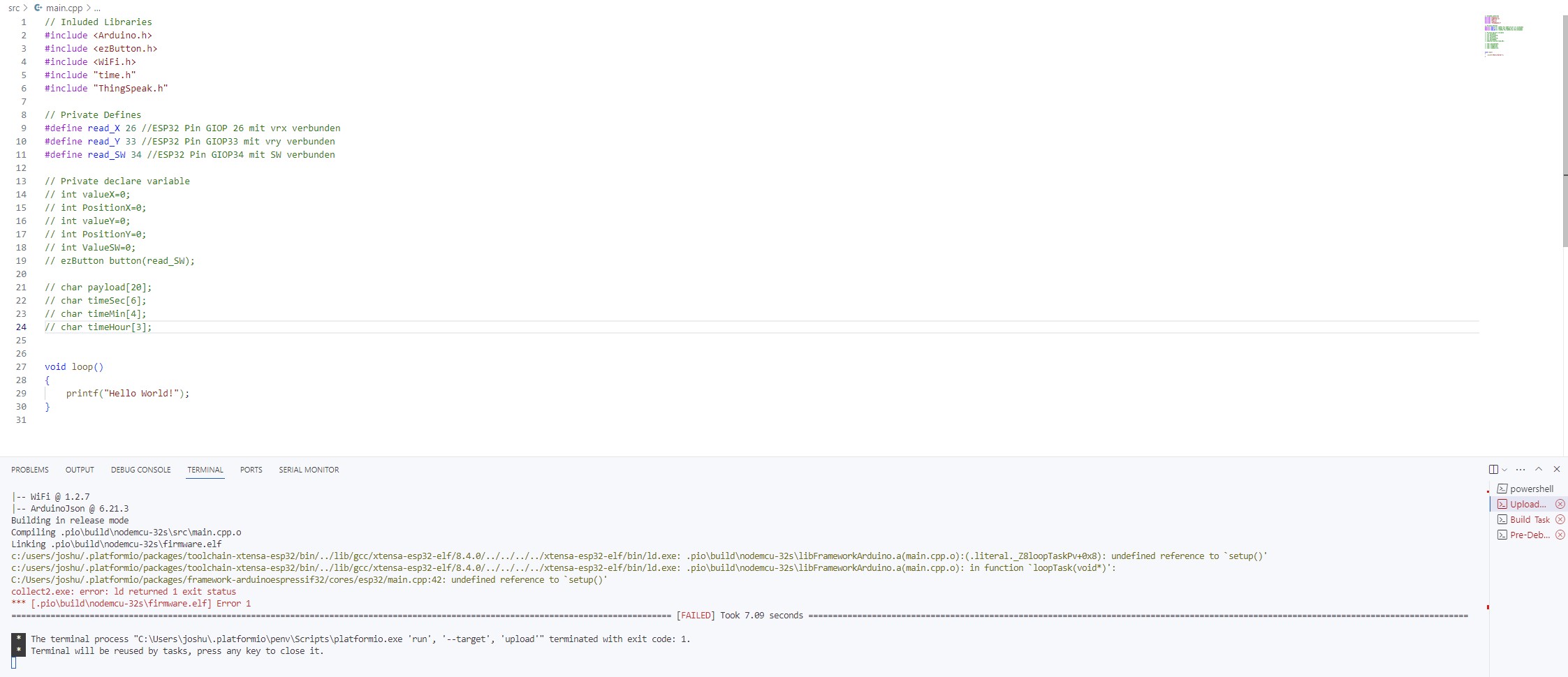 Collect2.exe error: ld returned 1 exit status - PlatformIO IDE ... Collect2.exe error: ld returned 1 exit status - PlatformIO IDE ...
