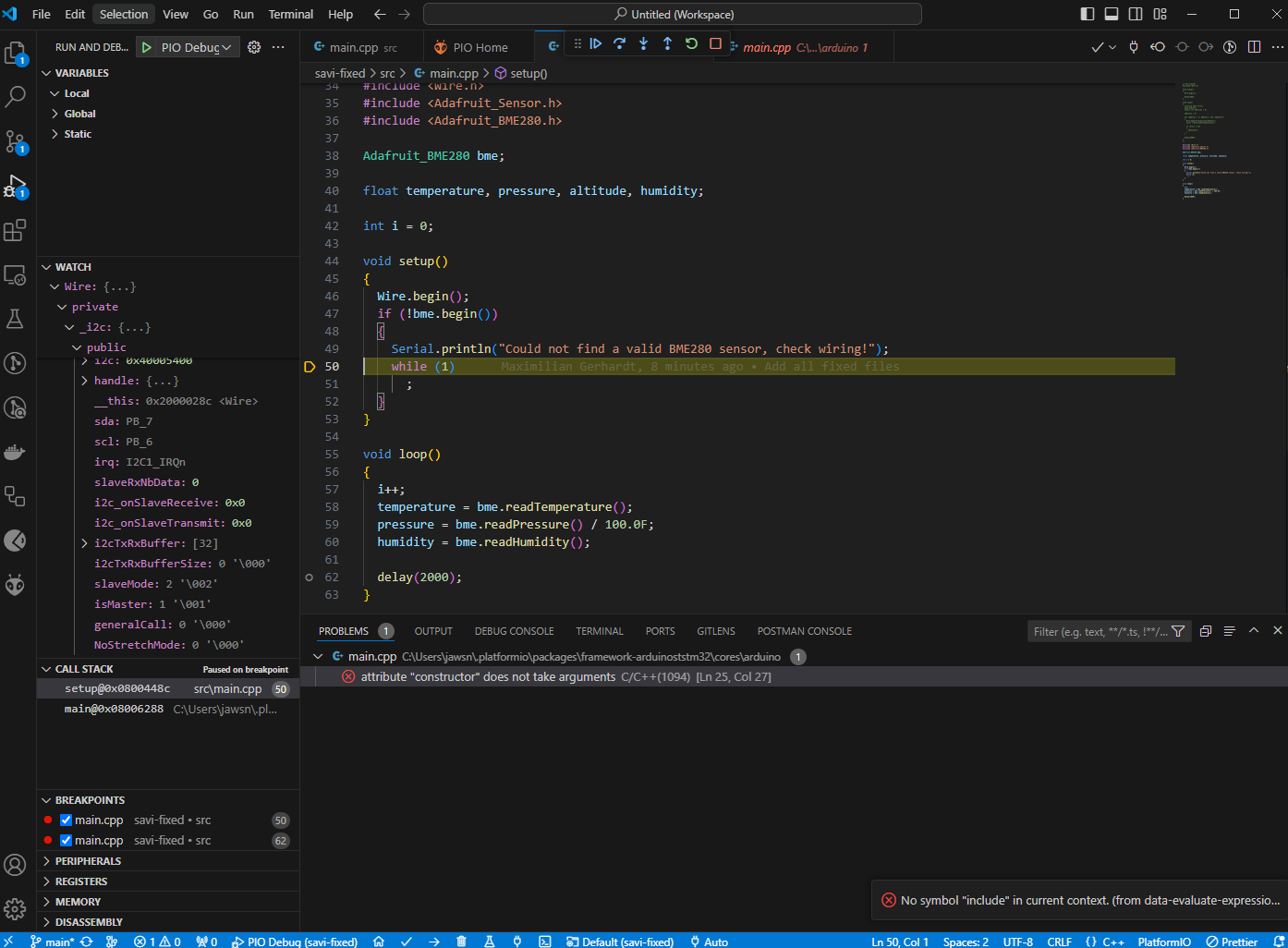 Problem Reading Bme280 Using I2c On Custom Board Development